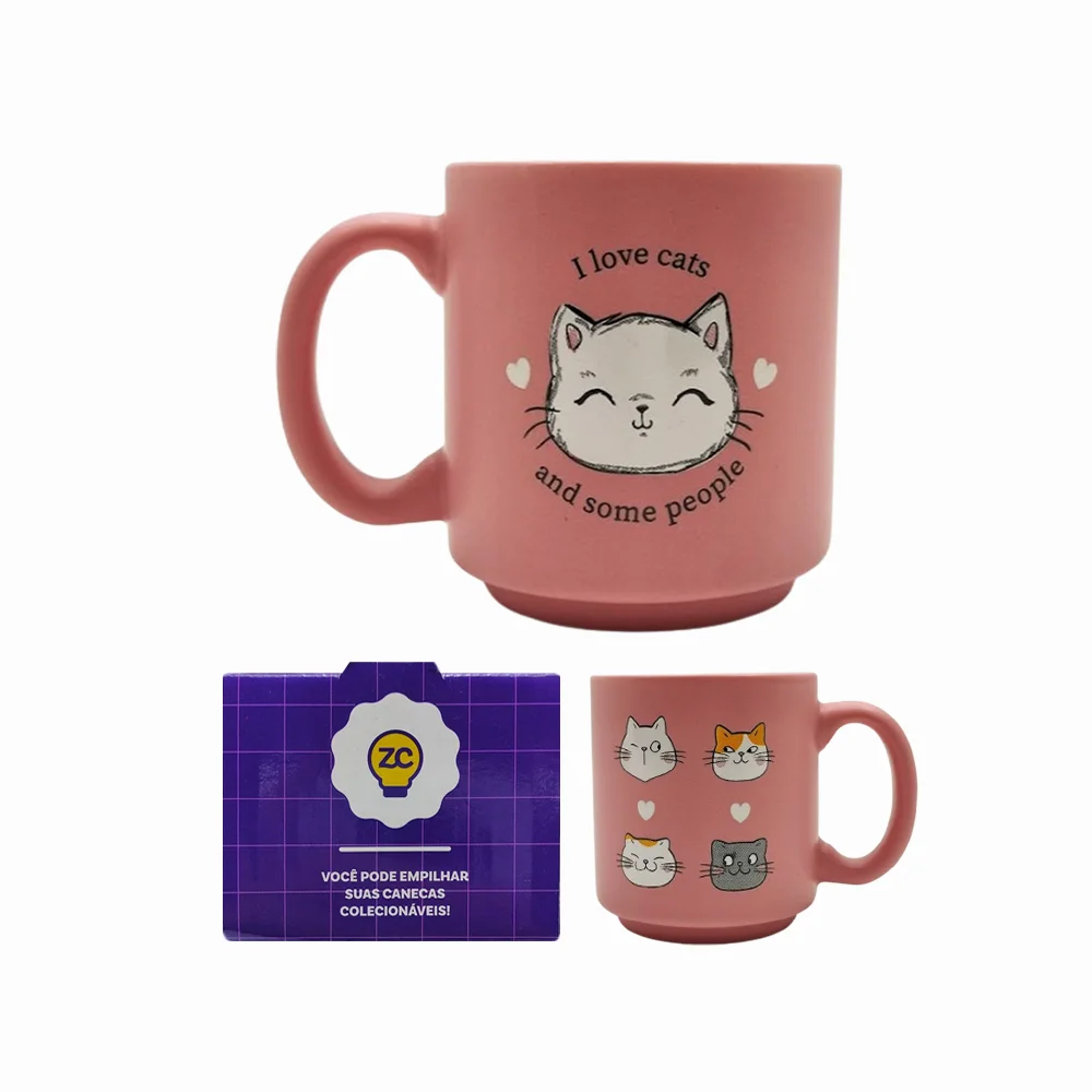 CANECA MINI TINA MODELO I LOVE CATS EM CERÂMICA 100ML REF: 10024381