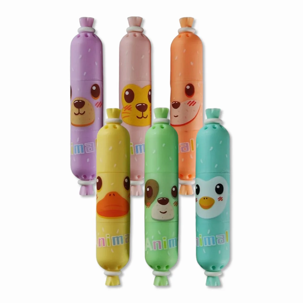 KIT 6 MINI MARCA TEXTO MODELO SALSICHA EM PLÁSTICO REF: DL-102